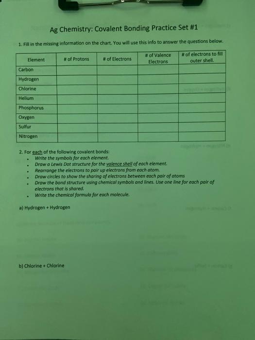 Solved Ag Chemistry: Covalent Bonding Practice Set #1 1. | Chegg.com