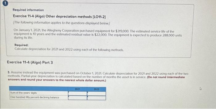 Solved Required information Exercise 11-4 (Algo) Other | Chegg.com