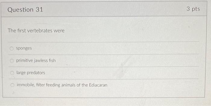 Solved The first vertebrates were sponges primitive jawless | Chegg.com