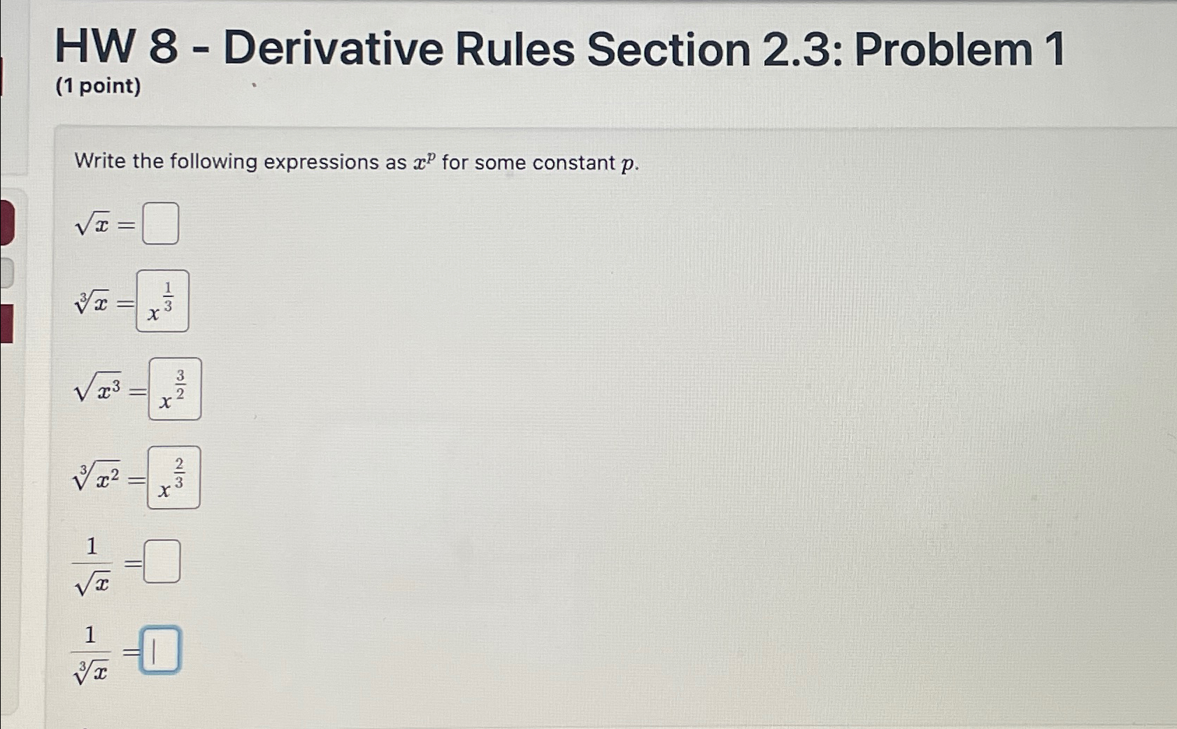 Solved HW 8 - ﻿Derivative Rules Section 2.3: Problem 1(1 | Chegg.com