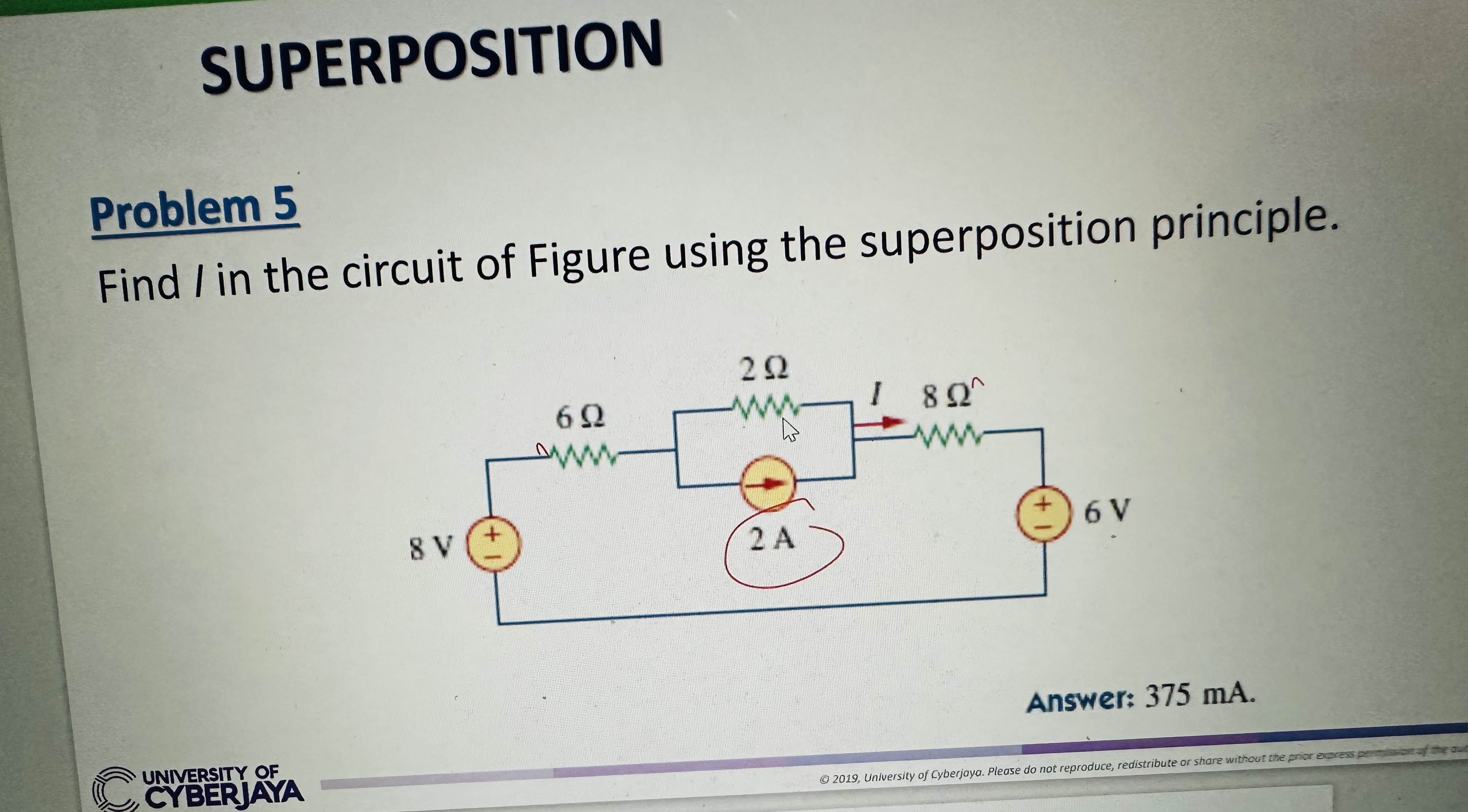 Solved SUPERPOSITIONProblem 5Find I in the circuit of Figure | Chegg.com