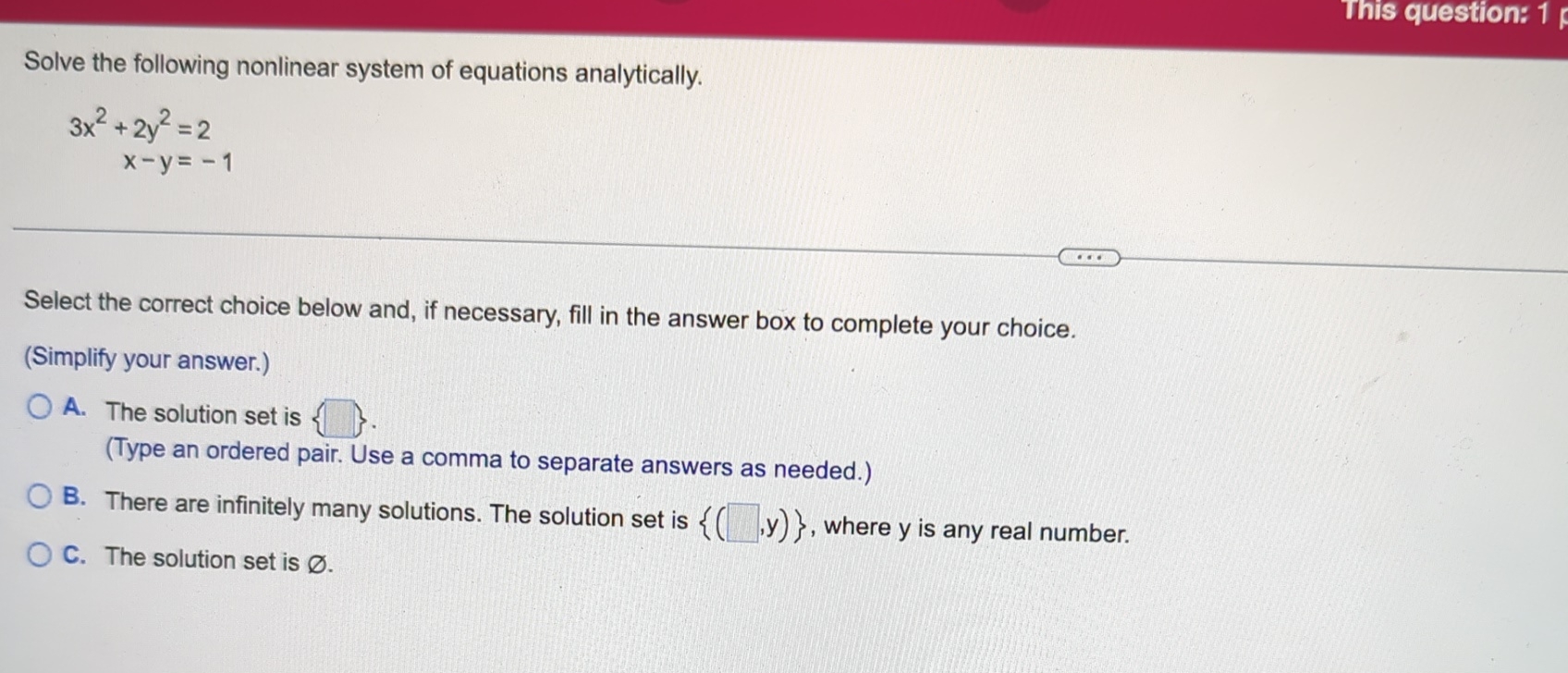 Solved This question: 1Solve the following nonlinear system | Chegg.com