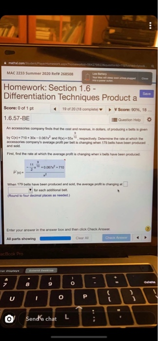 Solved mahal.com Student Payment MAC 2233 Summer 2020 Refe | Chegg.com
