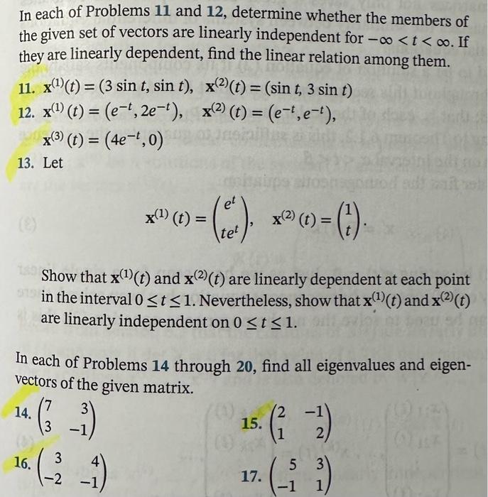 Solved In each of Problems 11 and 12, determine whether the | Chegg.com
