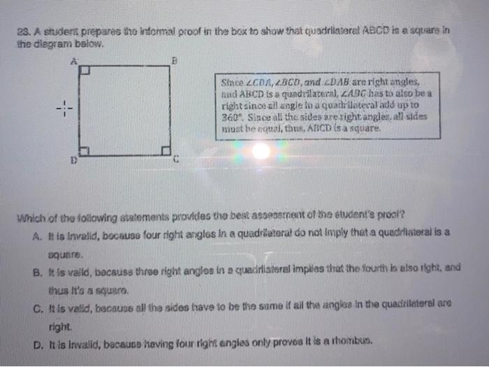 Solved 28. A student prepares the indomal proof in the box | Chegg.com