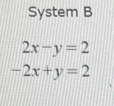 Solved System B2x-y=2-2x+y=2 | Chegg.com
