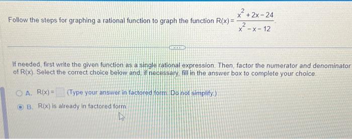 Solved Follow the steps for graphing a rational function to | Chegg.com