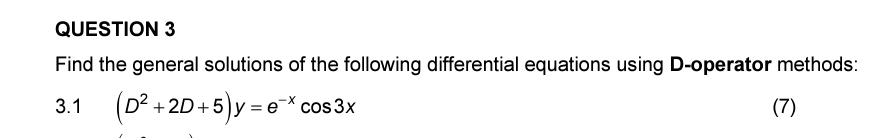 Solved QUESTION 3Find the general solutions of the following | Chegg.com