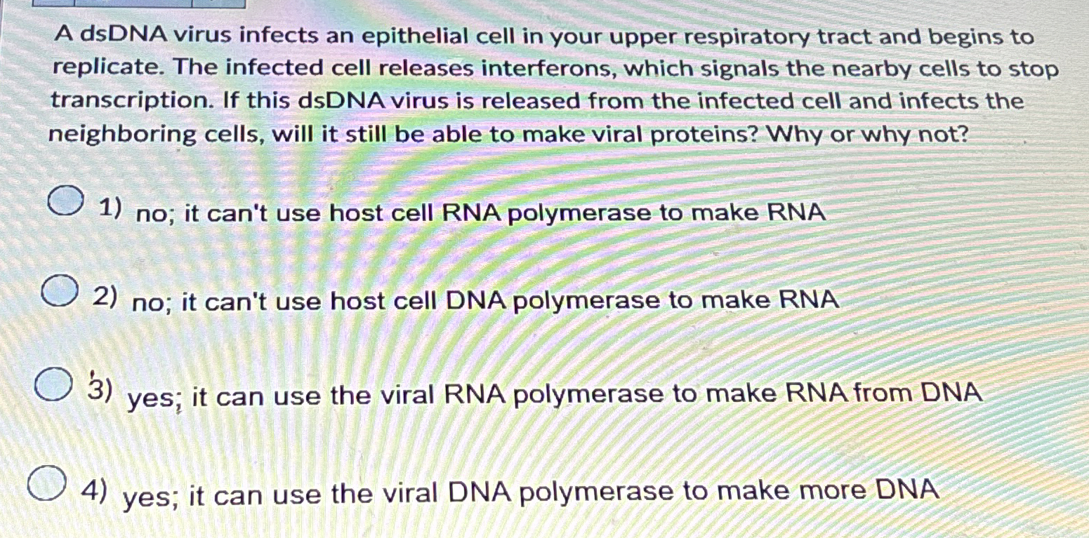 Solved A dsDNA virus infects an epithelial cell in your | Chegg.com