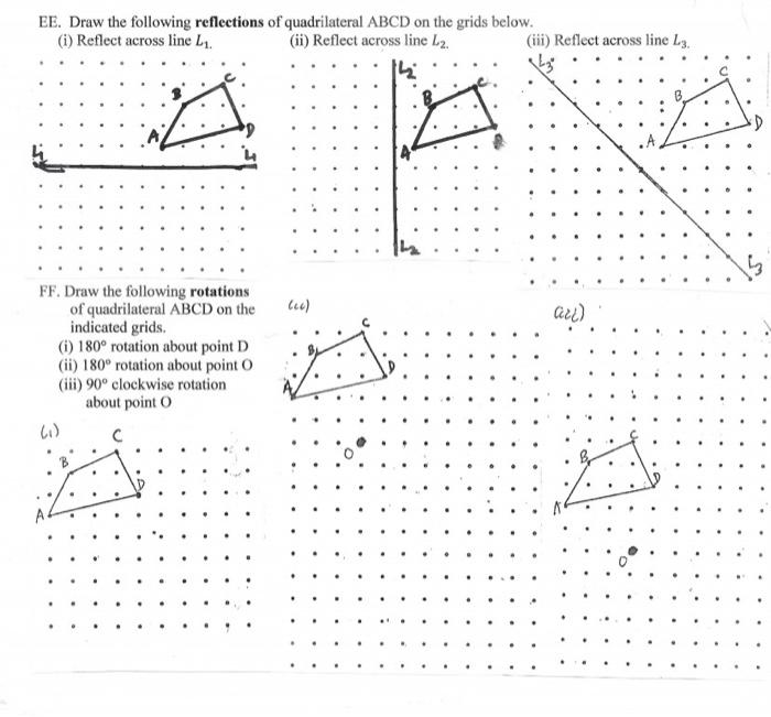 Solved EE. Draw the following reflections of quadrilateral | Chegg.com