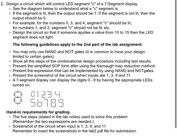 Solved Design a circuit which will control LED segment "c" | Chegg.com