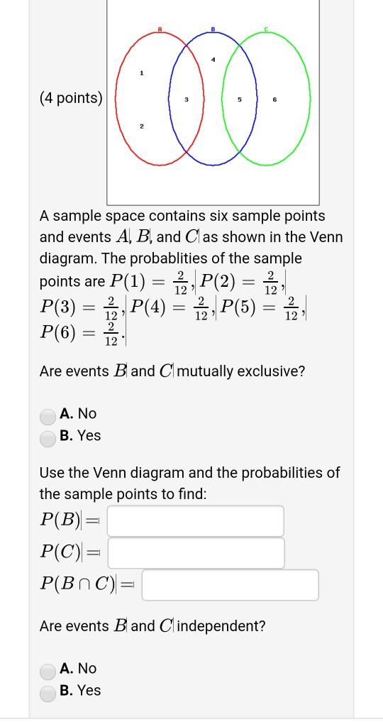 Solved (4 points) A sample space contains six sample points | Chegg.com