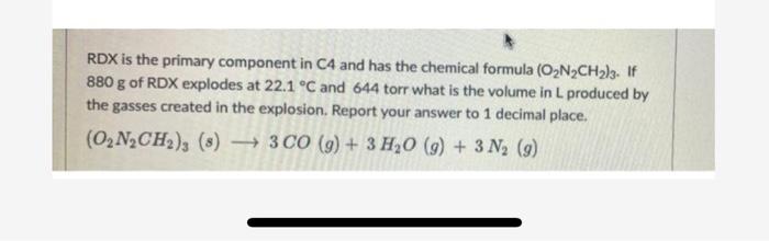 Solved RDX is the primary component in C4 and has the | Chegg.com