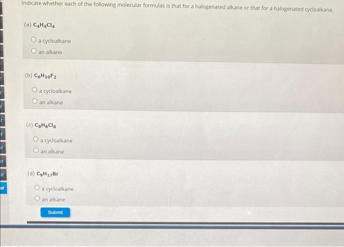 Solved Indicate whether each of the following molecular | Chegg.com