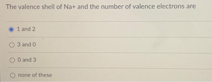 Solved The valence shell of Na+ and the number of valence | Chegg.com