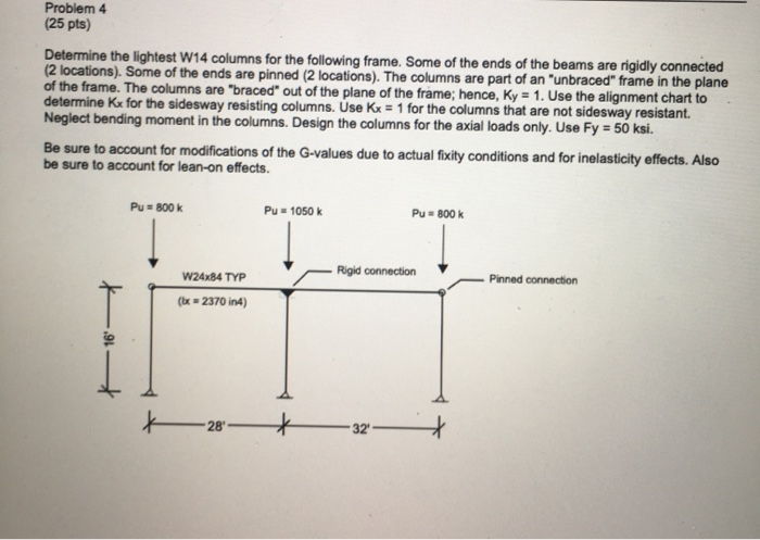 Problem 4 (25 pts) Determine the lightest W14 columns | Chegg.com