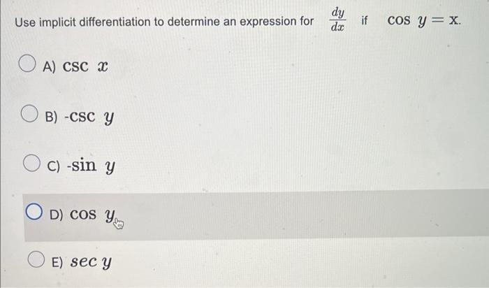 Solved Use implicit differentiation to determine an | Chegg.com