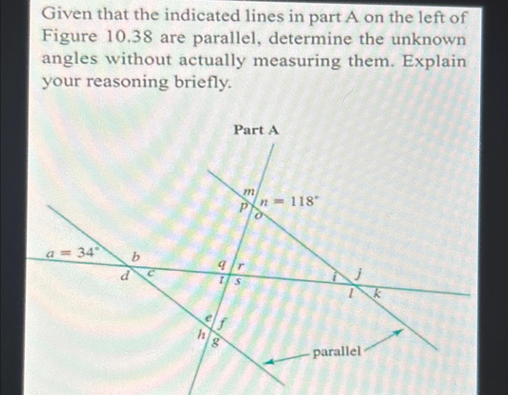 Solved Given that the indicated lines in part A on the left | Chegg.com