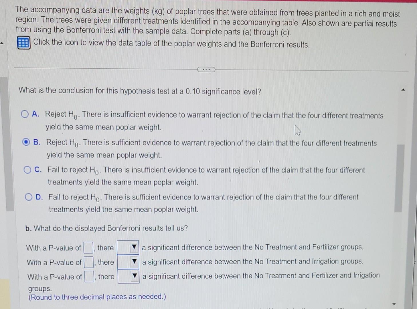 Solved The accompanying data are the weights (kg) of poplar | Chegg.com