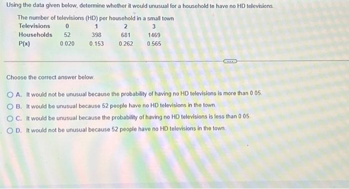 Solved Using the data given below, determine whether it | Chegg.com