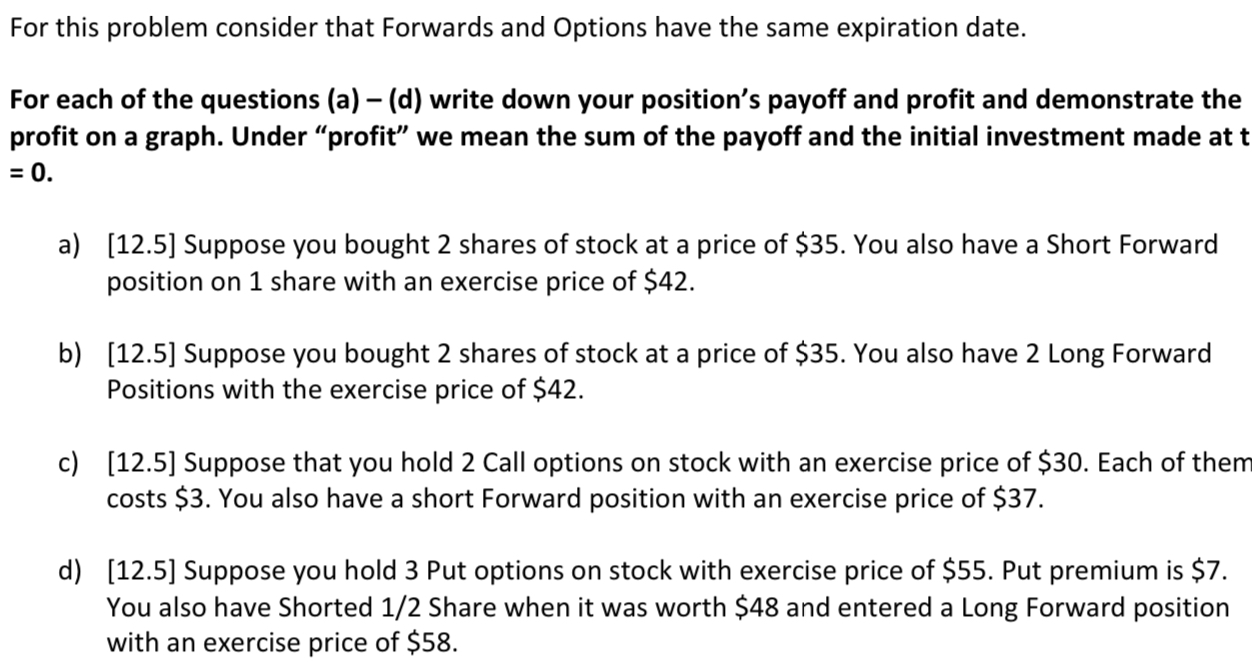 Solved For this problem consider that Forwards and Options | Chegg.com