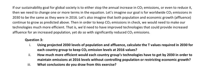 IPAT Equation Exercise Population (millions) Category | Chegg.com