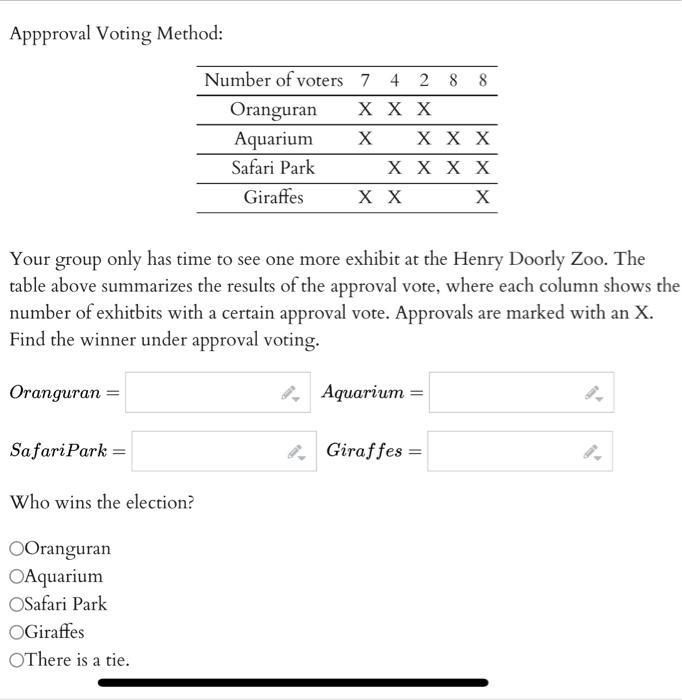 Solved Appproval Voting Method: Your group only has time to | Chegg.com