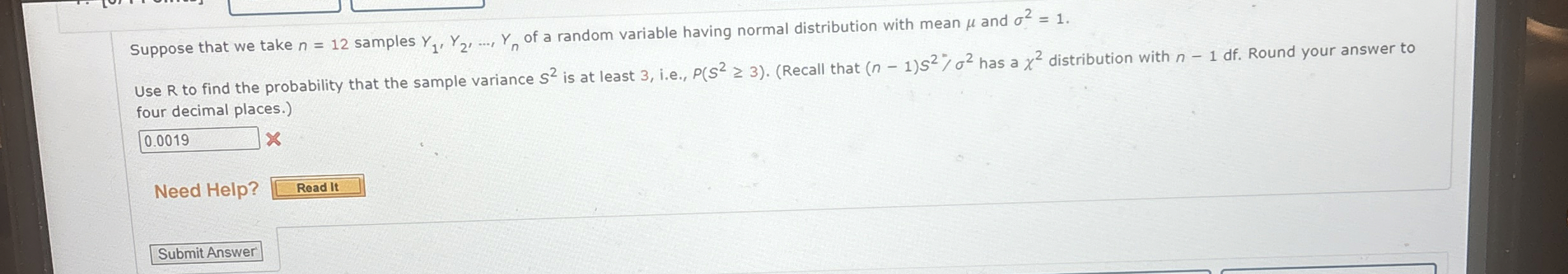 Solved Suppose that we take n=12 ﻿samples Y1,Y2,dots,Yn ﻿of | Chegg.com