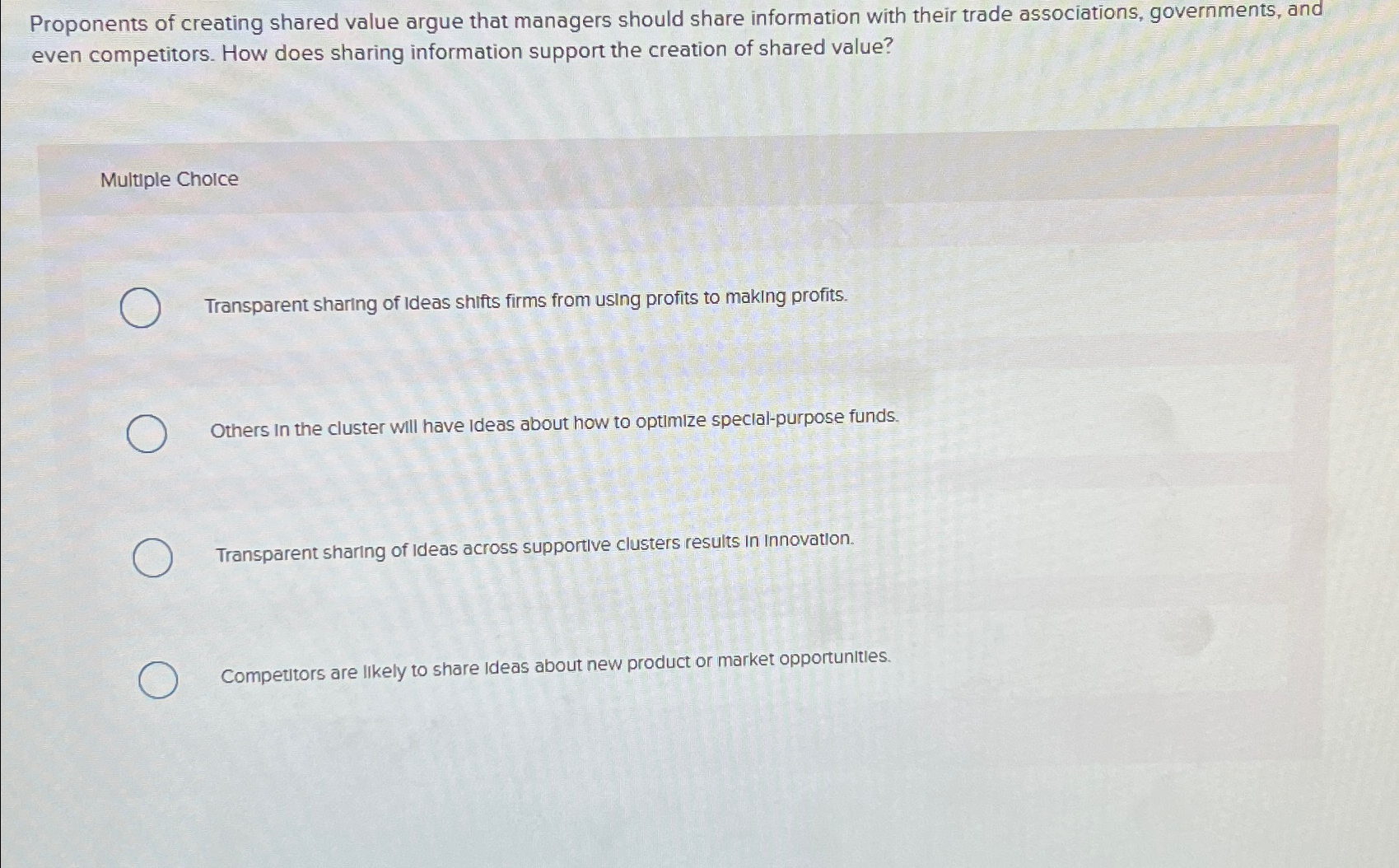 Solved Proponents of creating shared value argue that | Chegg.com