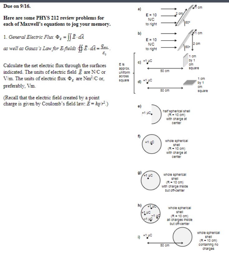 Solved Due on 9/16.Here are some PHYS 212 ﻿review problems | Chegg.com