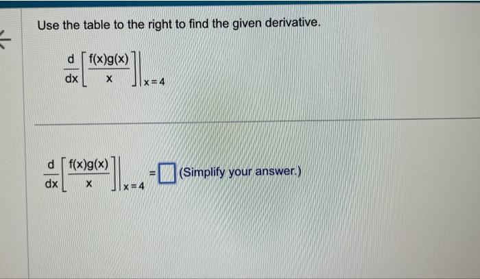 Solved Use the table to the right to find the given | Chegg.com