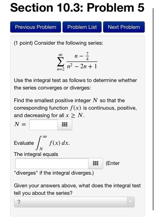 Solved Section 10.3: Problem 5 Previous Problem Problem List | Chegg.com