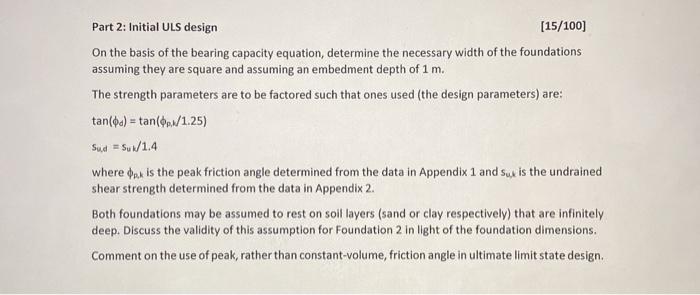 Solved Part 2: Initial ULS design [15/100] On the basis of | Chegg.com