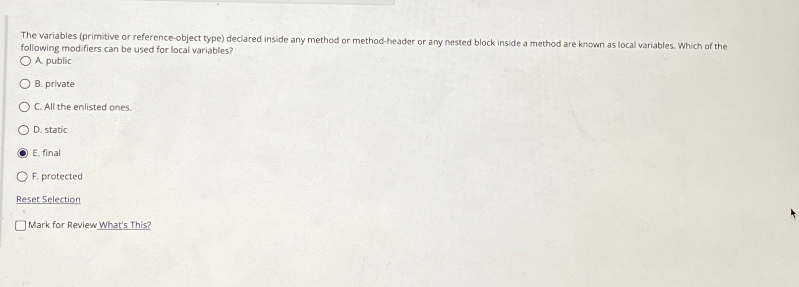 Solved The variables (primitive or reference-object type) | Chegg.com