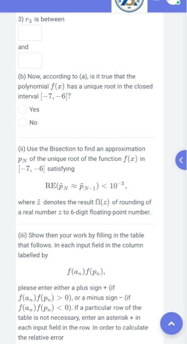 Solved (Bisection Method). All numerical answers should be | Chegg.com