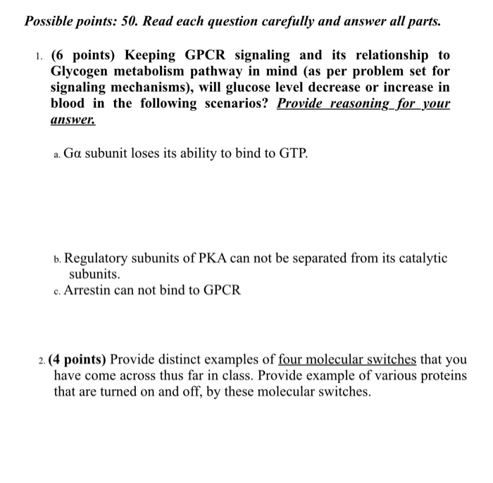 Solved Possible points: 50. Read each question carefully and | Chegg.com