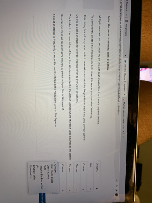 Solved 3. MyLab x Assignments Windows Chapter 2 - Knowled X | Chegg.com