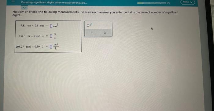 Solved Multiply or divide the following measurements. Be | Chegg.com
