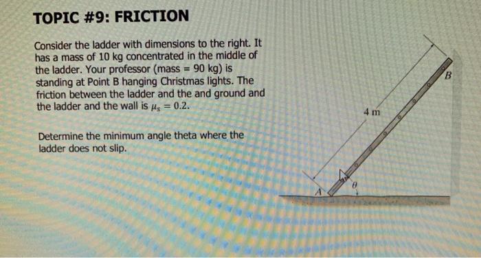 Solved TOPIC #9: FRICTION Consider the ladder with | Chegg.com
