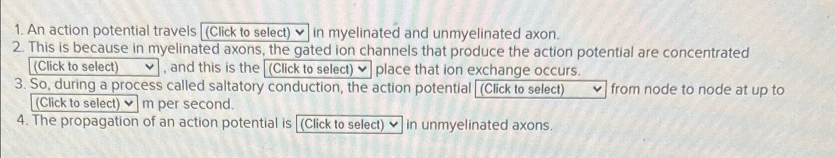 Solved An action potential travels in myelinated and | Chegg.com