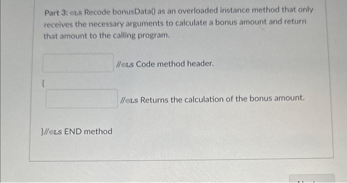 Solved Part 1: ets Code a public instance method receives at | Chegg.com