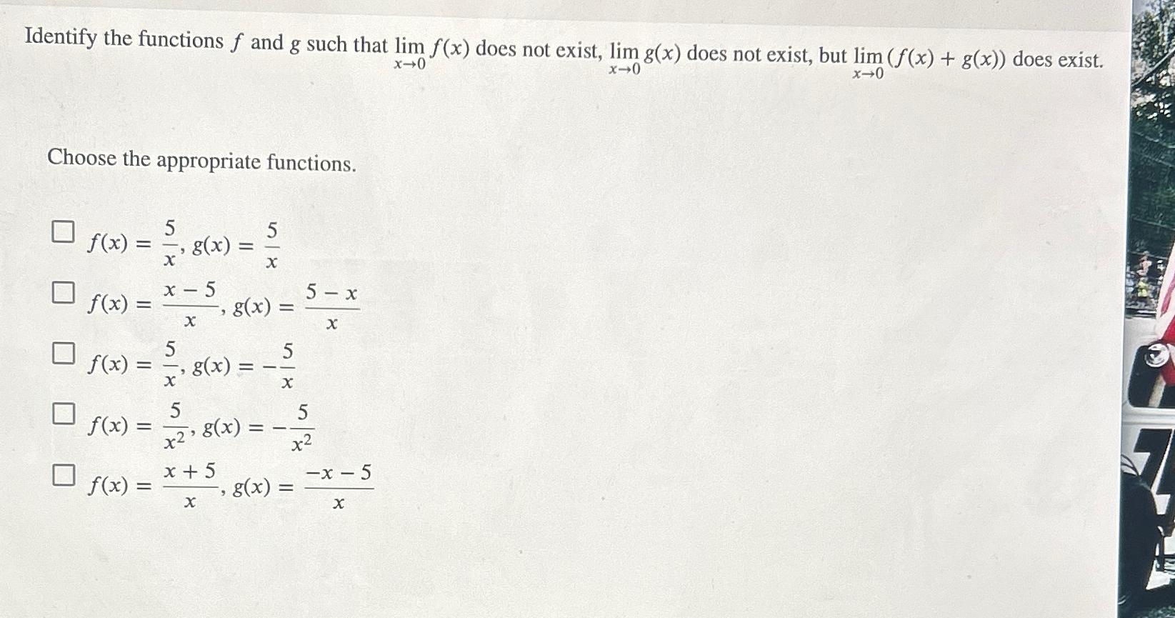 Solved Identify The Functions F And G Such That