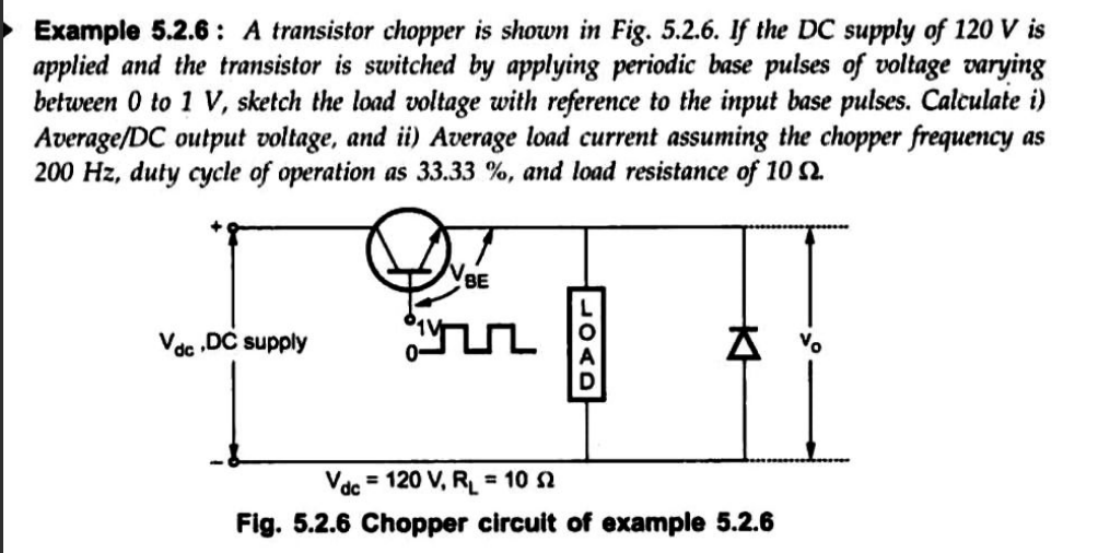 Solved Example 5.2.6 ﻿: A transistor chopper is shown in | Chegg.com