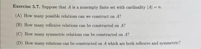 Solved Exercise 5.7. Suppose that A is a nonempty finite set | Chegg.com