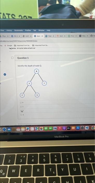 Solved Wentify the depth of node Q. | Chegg.com