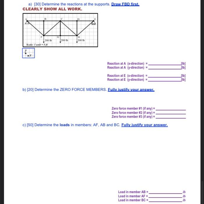 Solved a) [30] Determine the reactions at the supports. Draw | Chegg.com