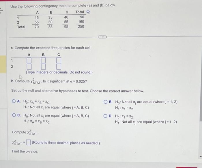 Solved Use the following contingency table to complete (a) | Chegg.com