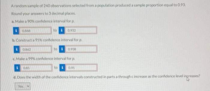 Solved A random sample of 240 observations selected from a | Chegg.com