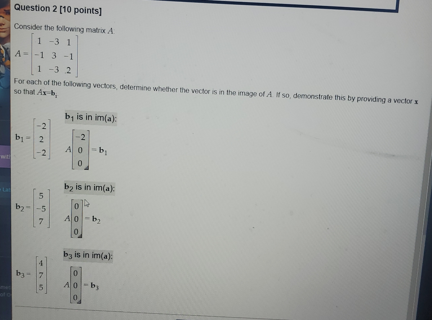 Question 2 [10 ﻿points]Consider the following matrix | Chegg.com