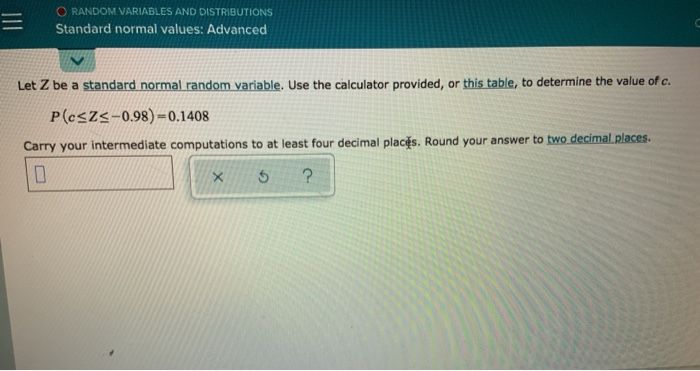 Solved O RANDOM VARIABLES AND DISTRIBUTIONS Standard normal | Chegg.com